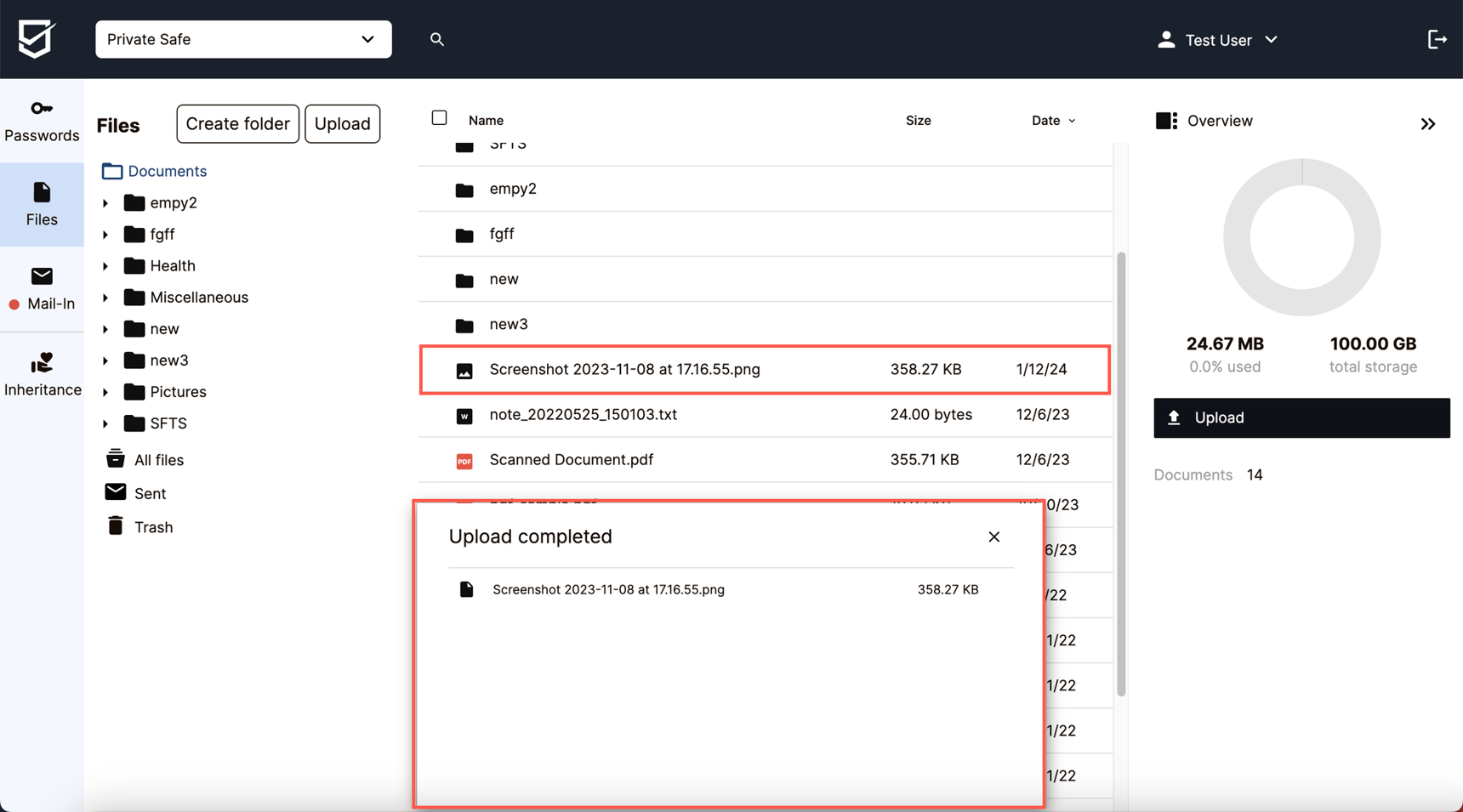Adding Files to SecureSafe